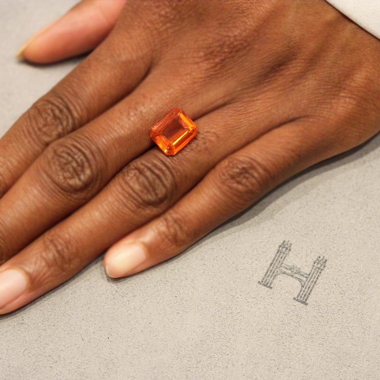 Loose Orange Sapphire Emerald Cut 7 Carats For Sale at 1stDibs