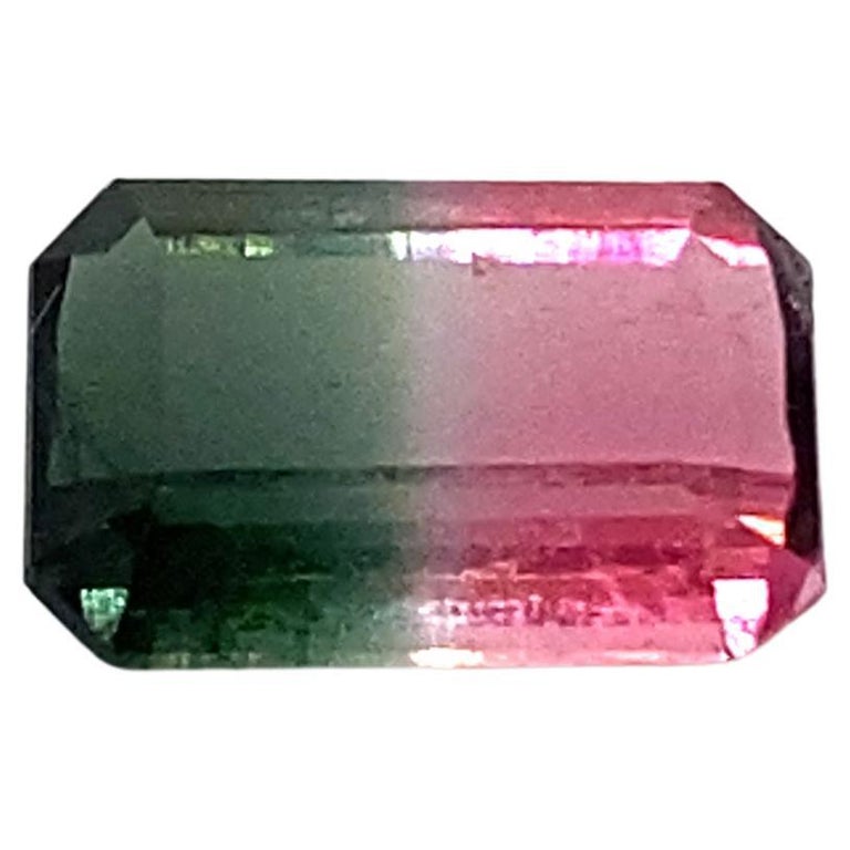 Loose Watermelon Tourmaline 3.45 Carat Emerald Cut Tourmaline For Sale ...