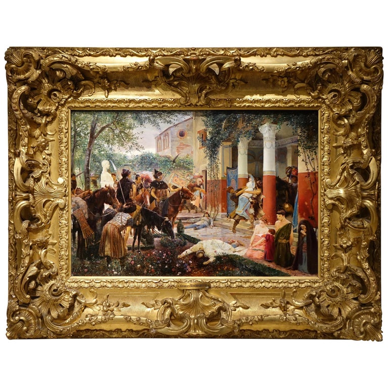 Looting of a Gallo-Roman Villa, Painting Signed Georges Rochegrosse at ...
