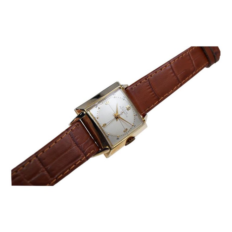 Lord Elgin Yellow Gold Filled Art Deco Automatic Watch, circa 1950s For ...