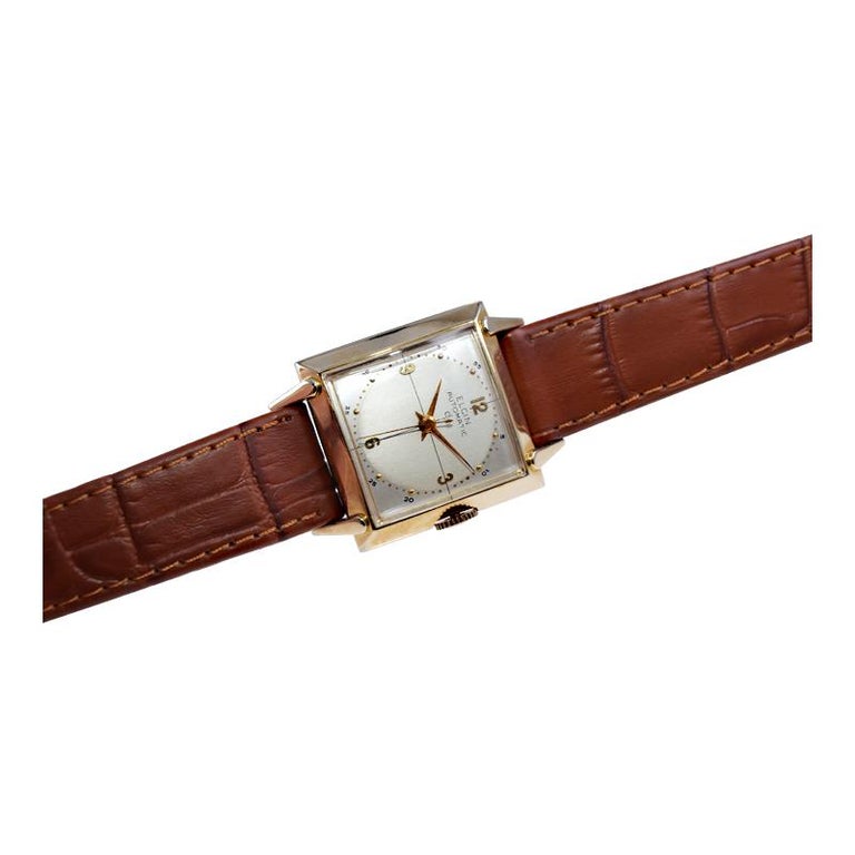 Lord Elgin Yellow Gold Filled Art Deco Automatic Watch, circa 1950s For ...