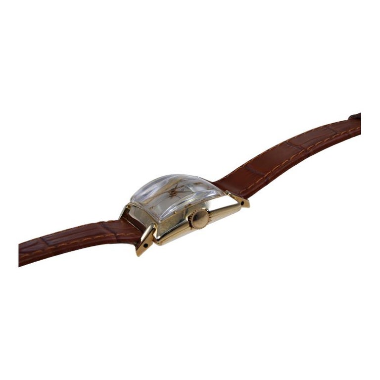 Lord Elgin Yellow Gold Filled Art Deco Automatic Watch, circa 1950s For ...