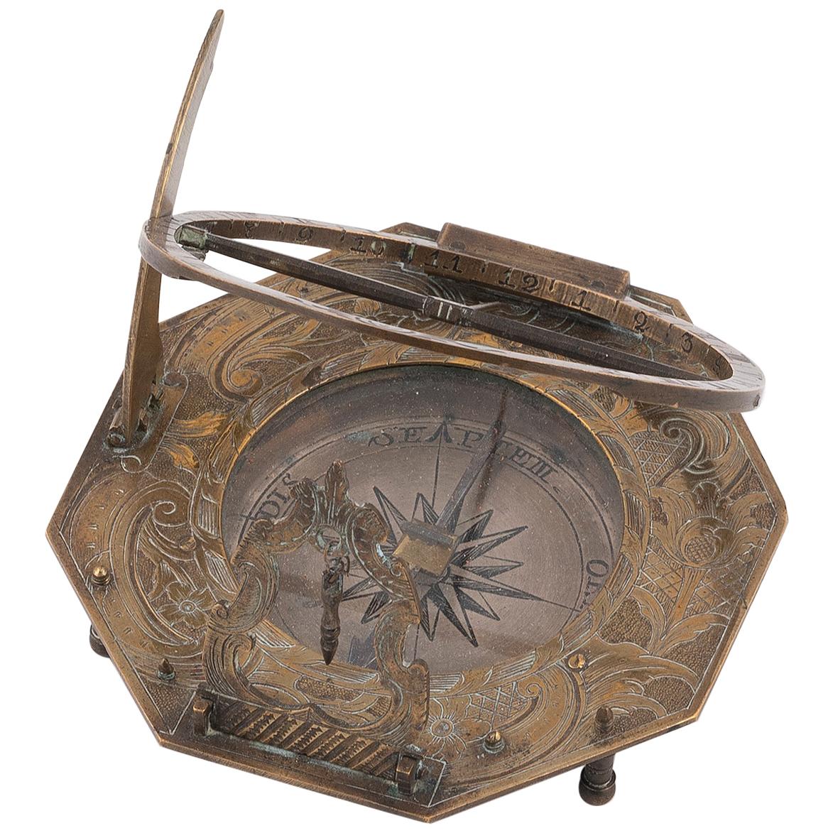 Rare Mid-17th Century French Dieppe Magnetic Azimuth Dial For Sale at ...