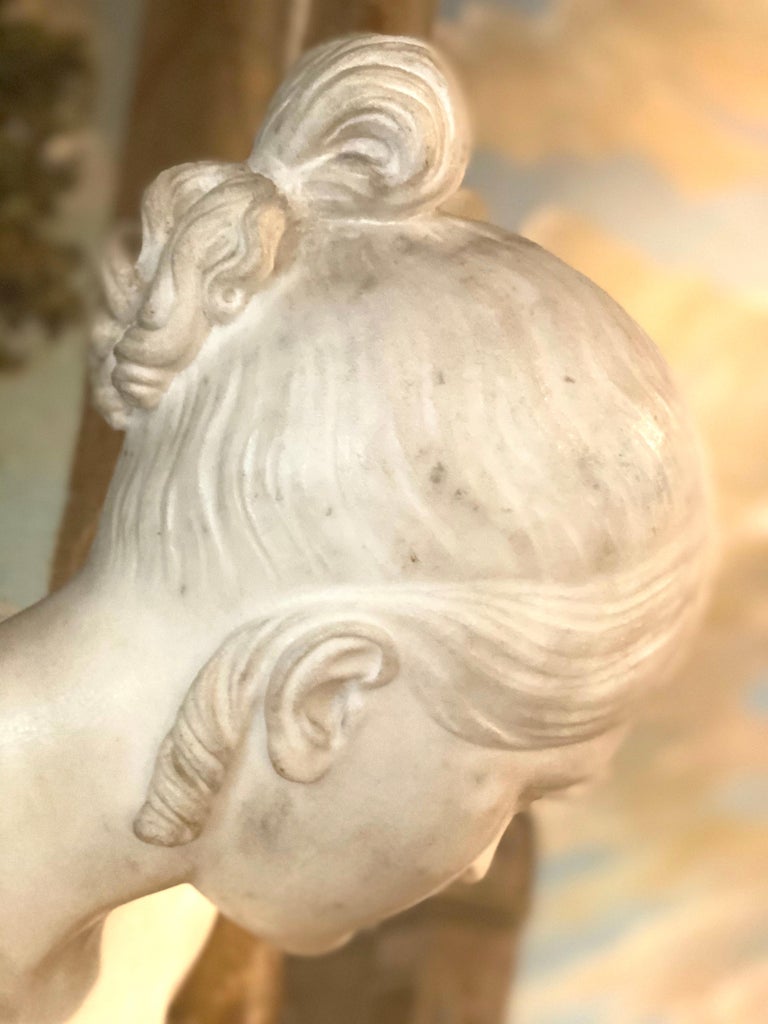 Lorenzo Bartolini - Fine Neoclassical White Marble Sculpture of Seated ...