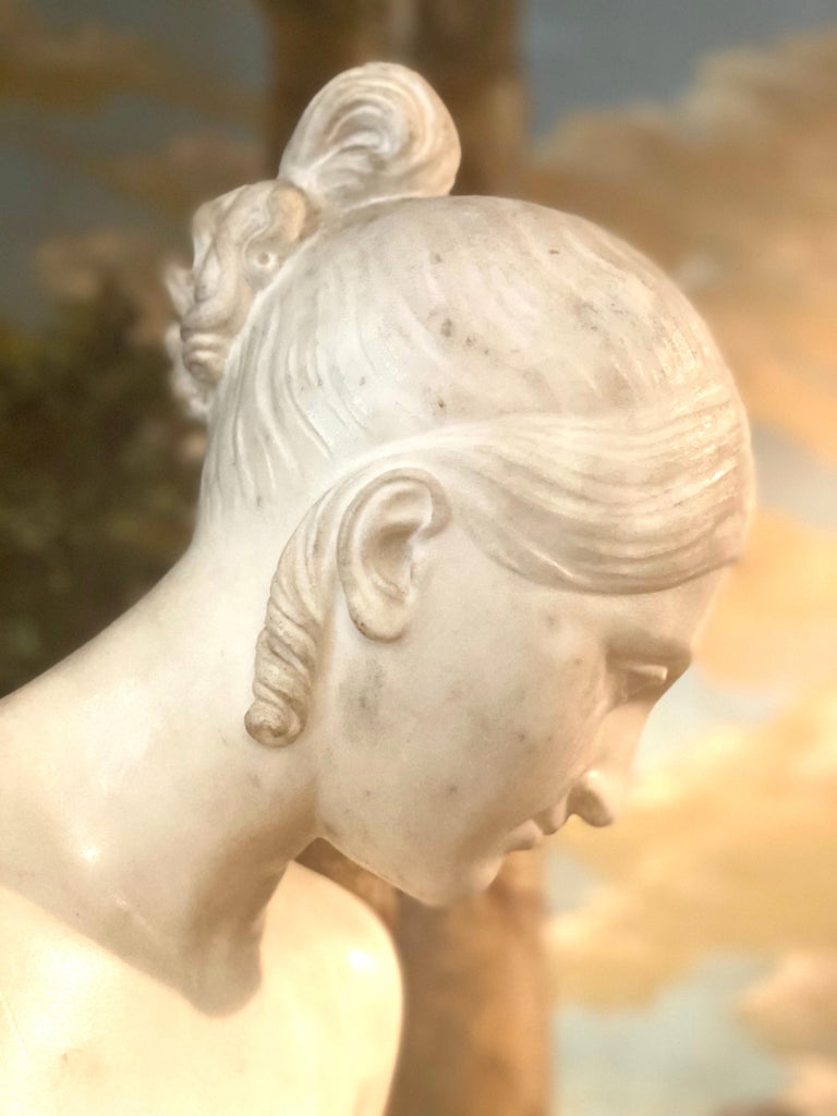 Lorenzo Bartolini - Fine Neoclassical White Marble Sculpture of Seated ...