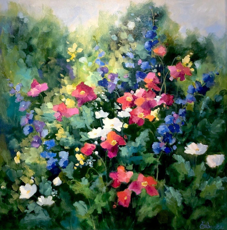 Lori Eubanks - Lori Eubanks, "Full of Joy", 36x36 Colourful Floral ...