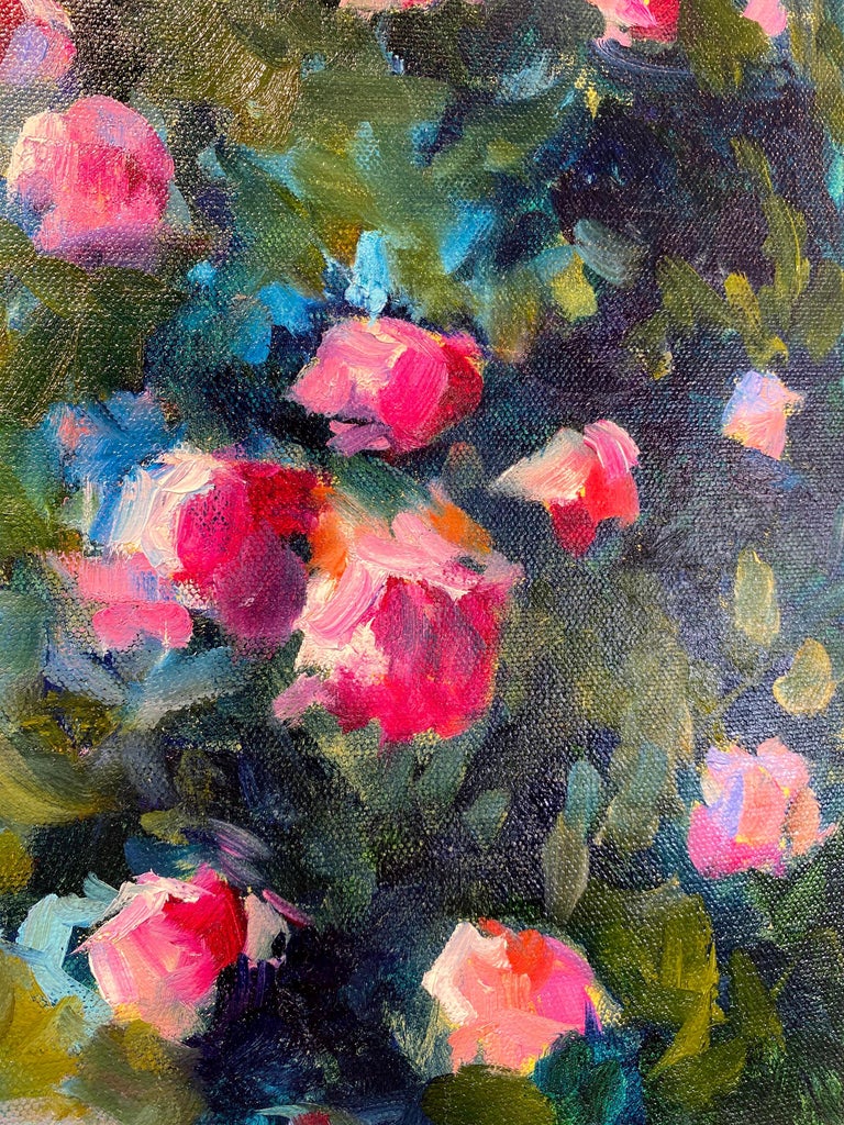 Lori Eubanks - Lori Eubanks, "Sunny", Pink Flower Garden Path Oil ...
