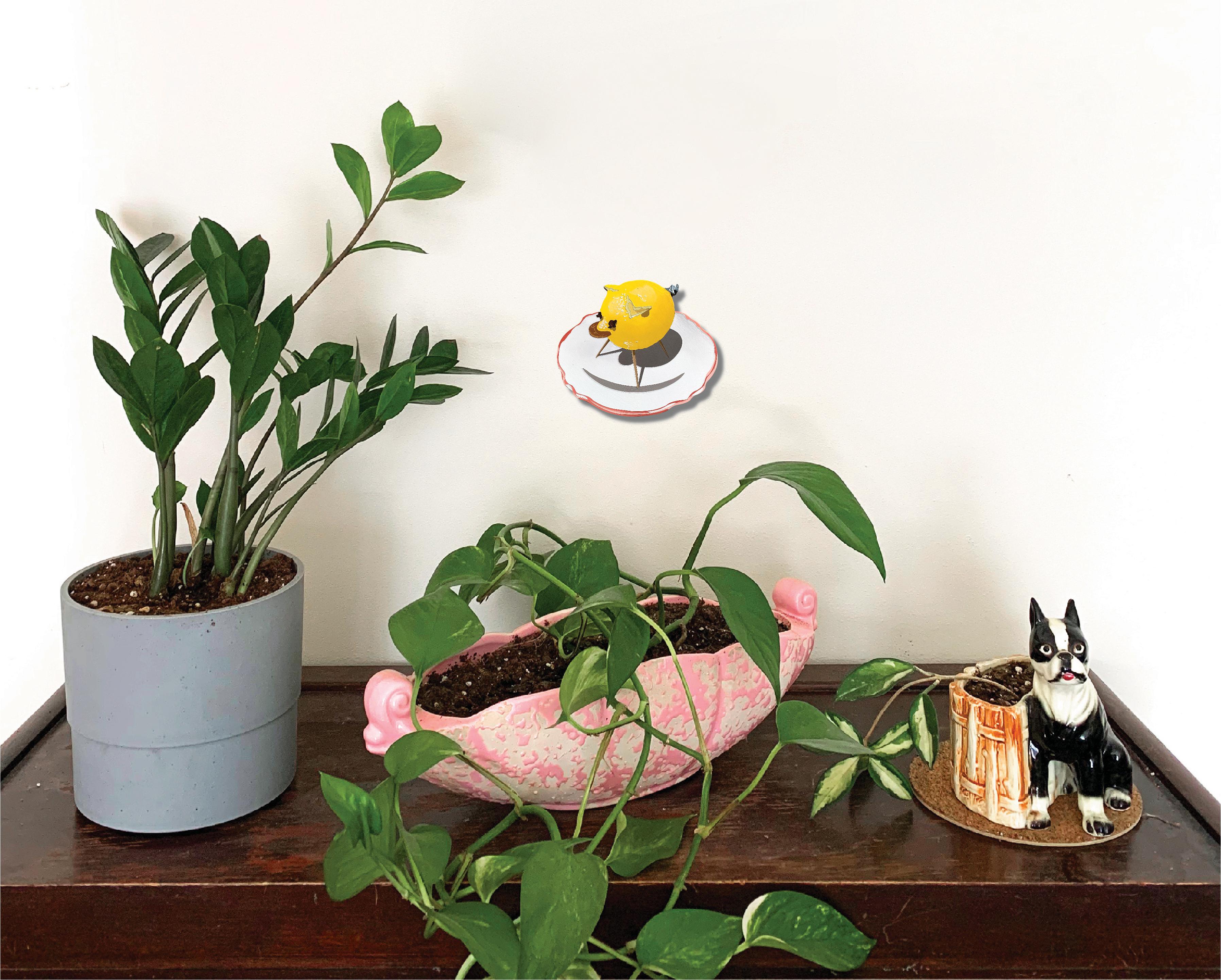 Lori Larusso - Lucky Lemon Pig, pop art painting on shaped panel For ...