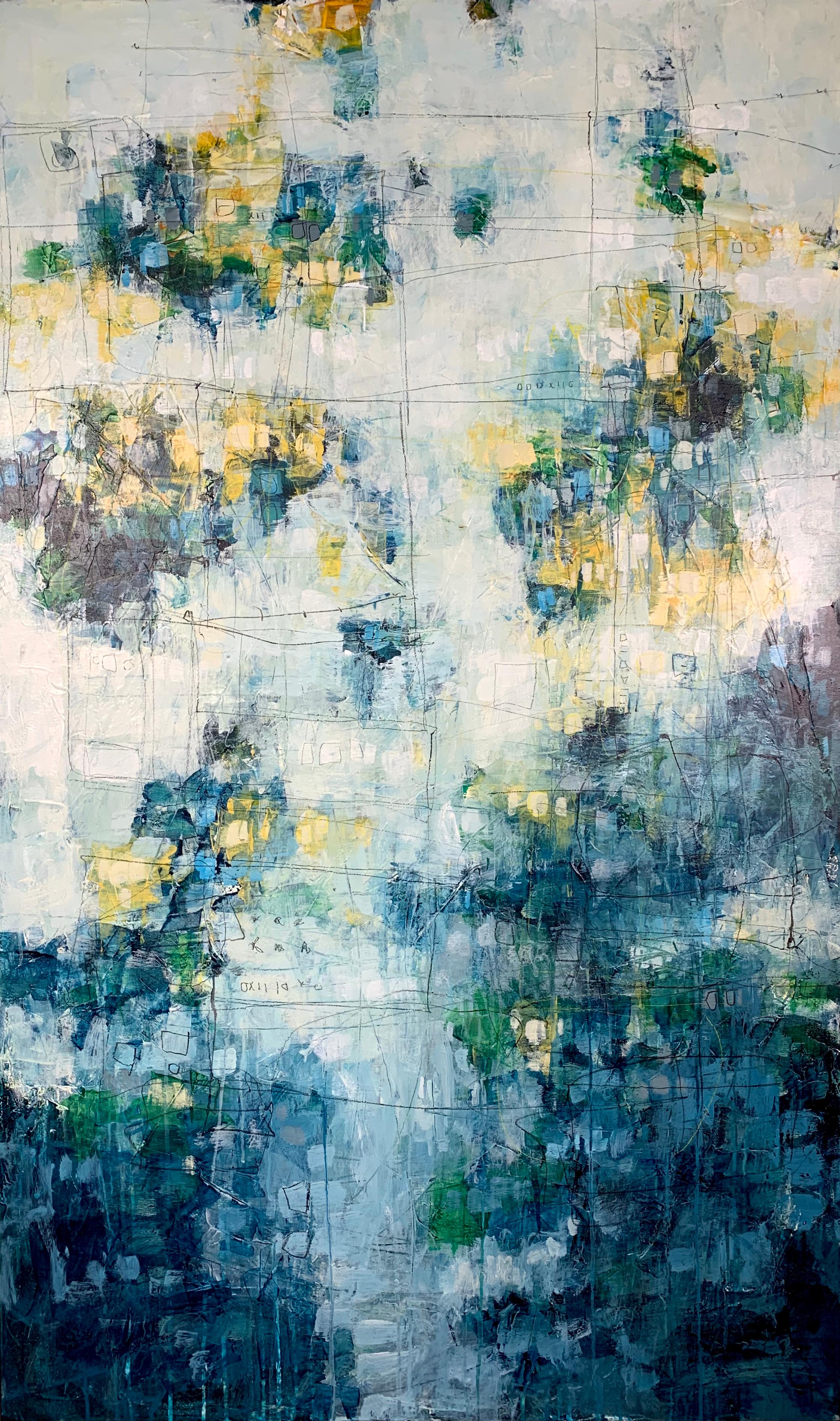 Lori Mirabelli - Rolling Pastures - abstract expressionism blue cubism ...