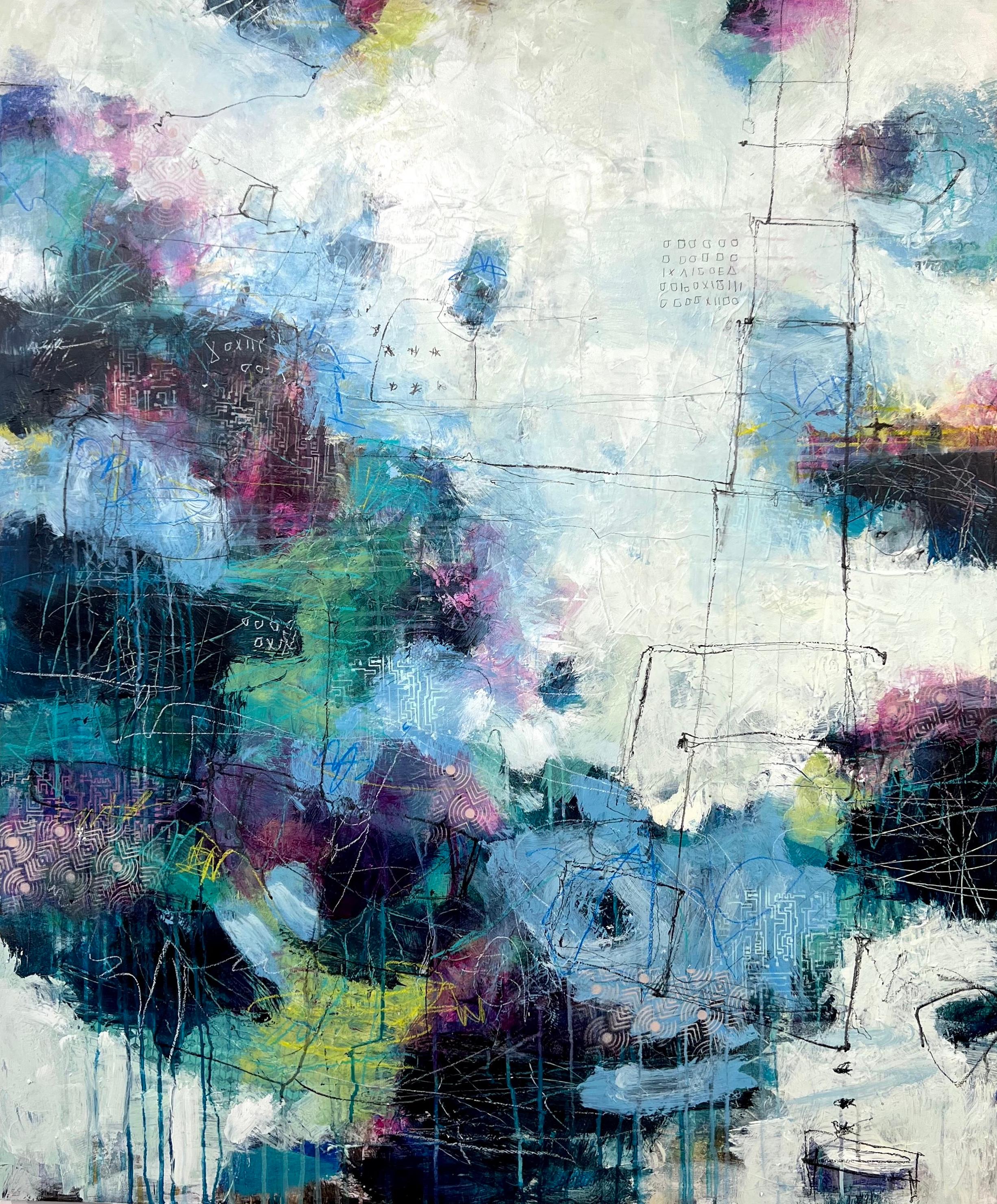 Lori Mirabelli - Hold Tightly - abstract blue cubism surreal gestural ...