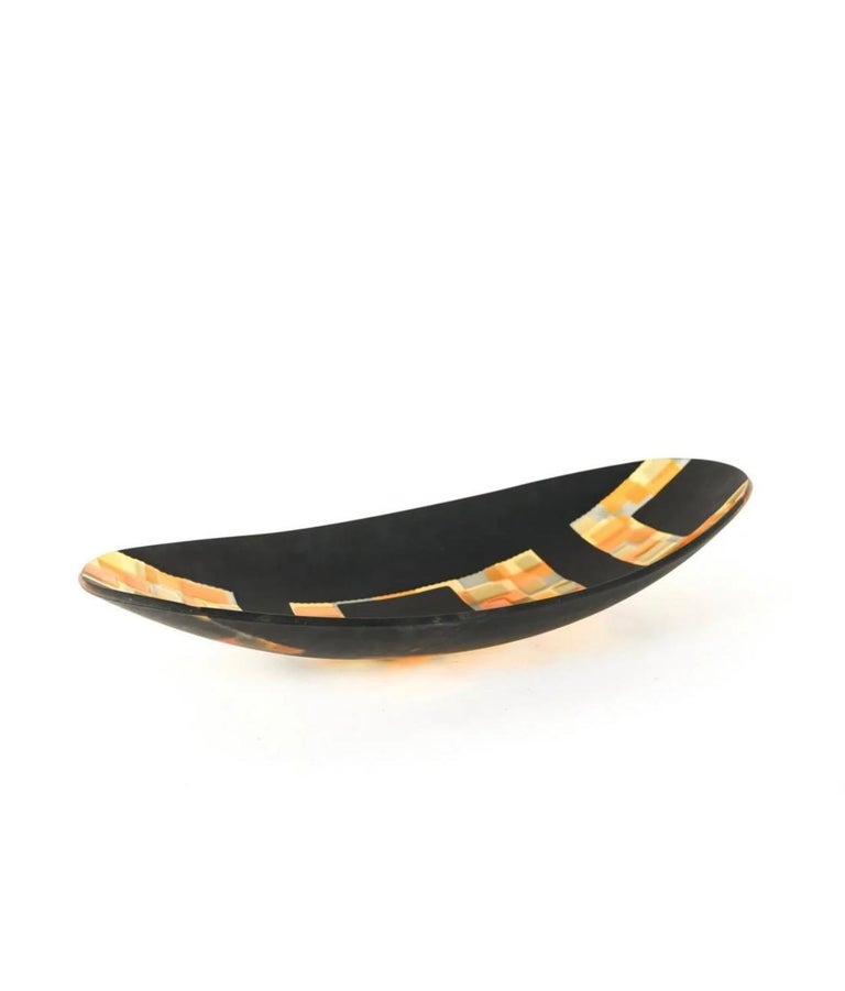 Lorin Marsh Modern Contemporary Elongated Patch Art Glass Bowl ...