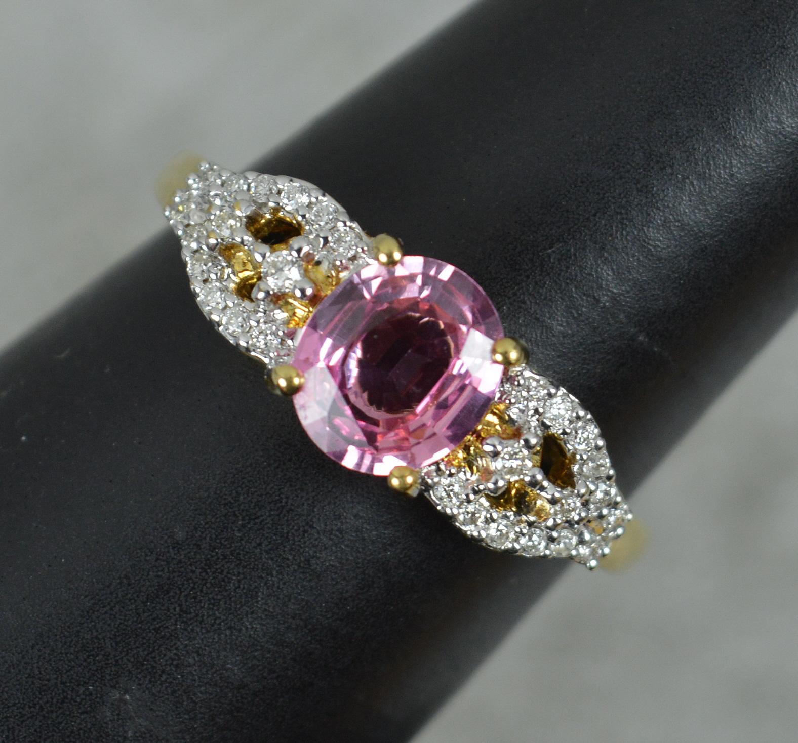 Lorique 18ct Gold Pink Sapphire and Diamond Cluster Ring For Sale at ...