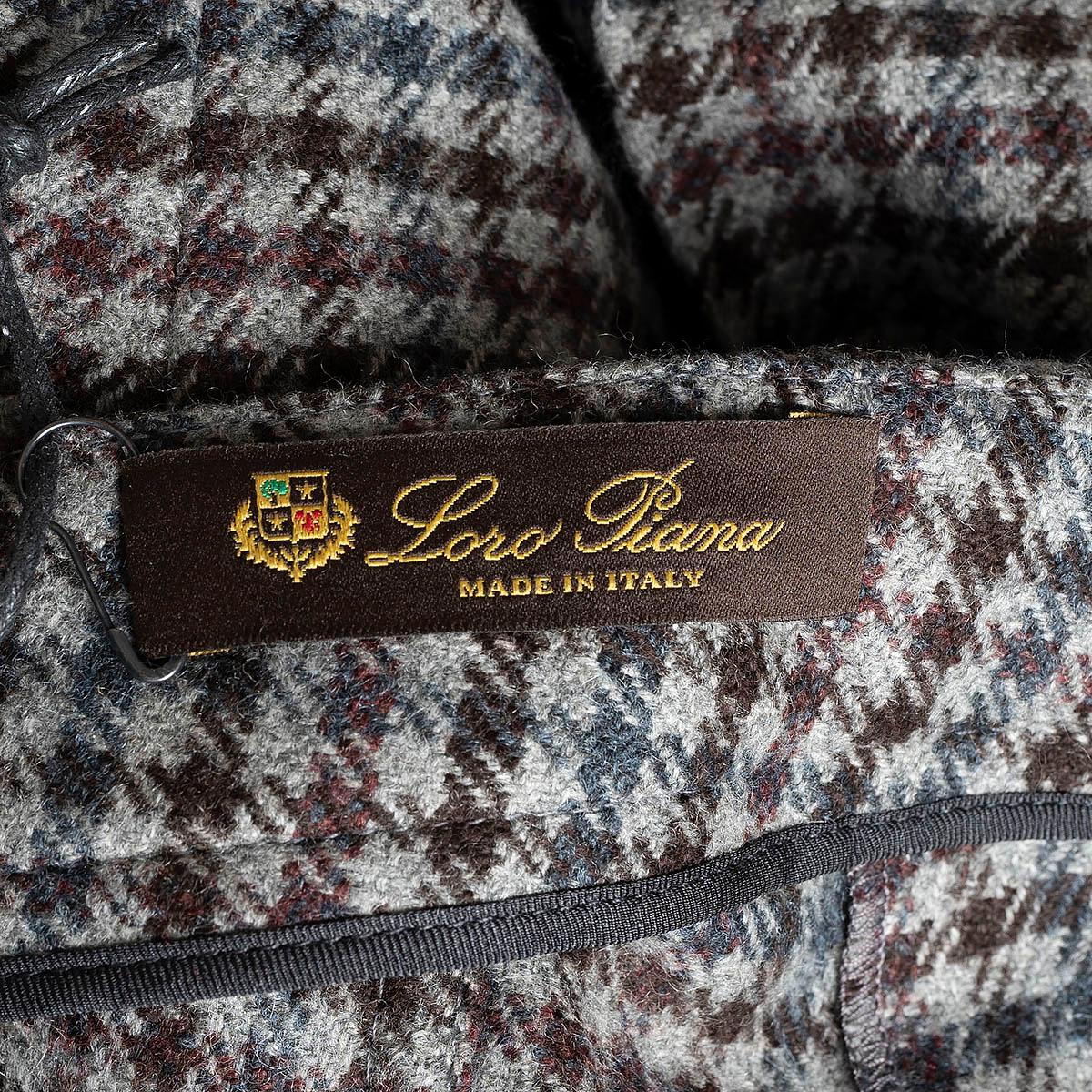 LORO PIANA brown grey blue burgundy cashmere PLAID STRAIGHT LEG Pants ...
