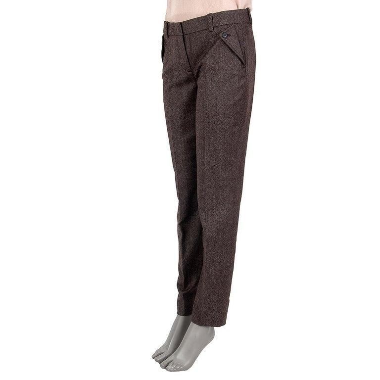 LORO PIANA brown wool and cashmere TWEED TAPERED Pants 42 M For Sale at ...