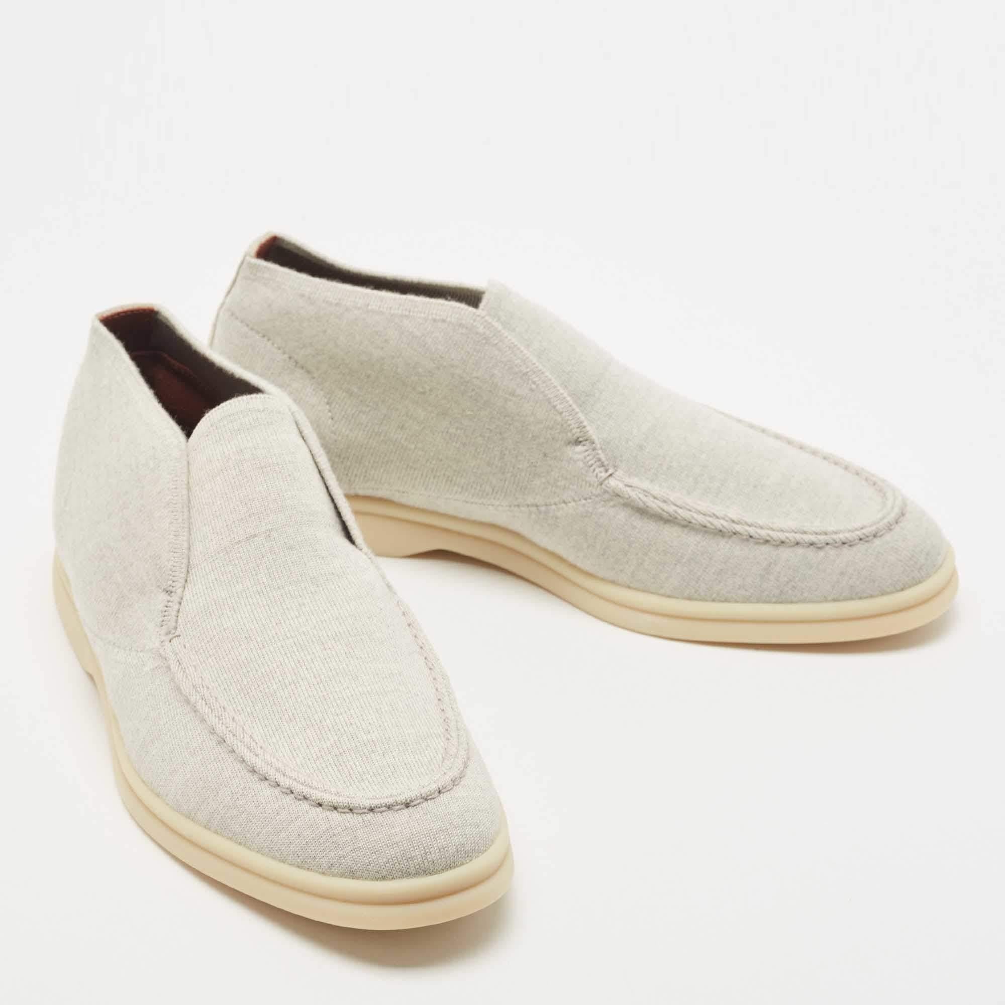 Loro Piana Grey Knit Fabric Open Walk Slip on Loafers Size 37.5 For ...