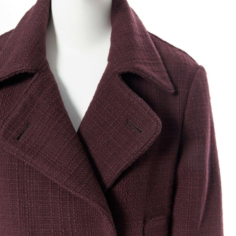 LORO PIANA virgin wool classic purple tweed double breasted peacoat ...