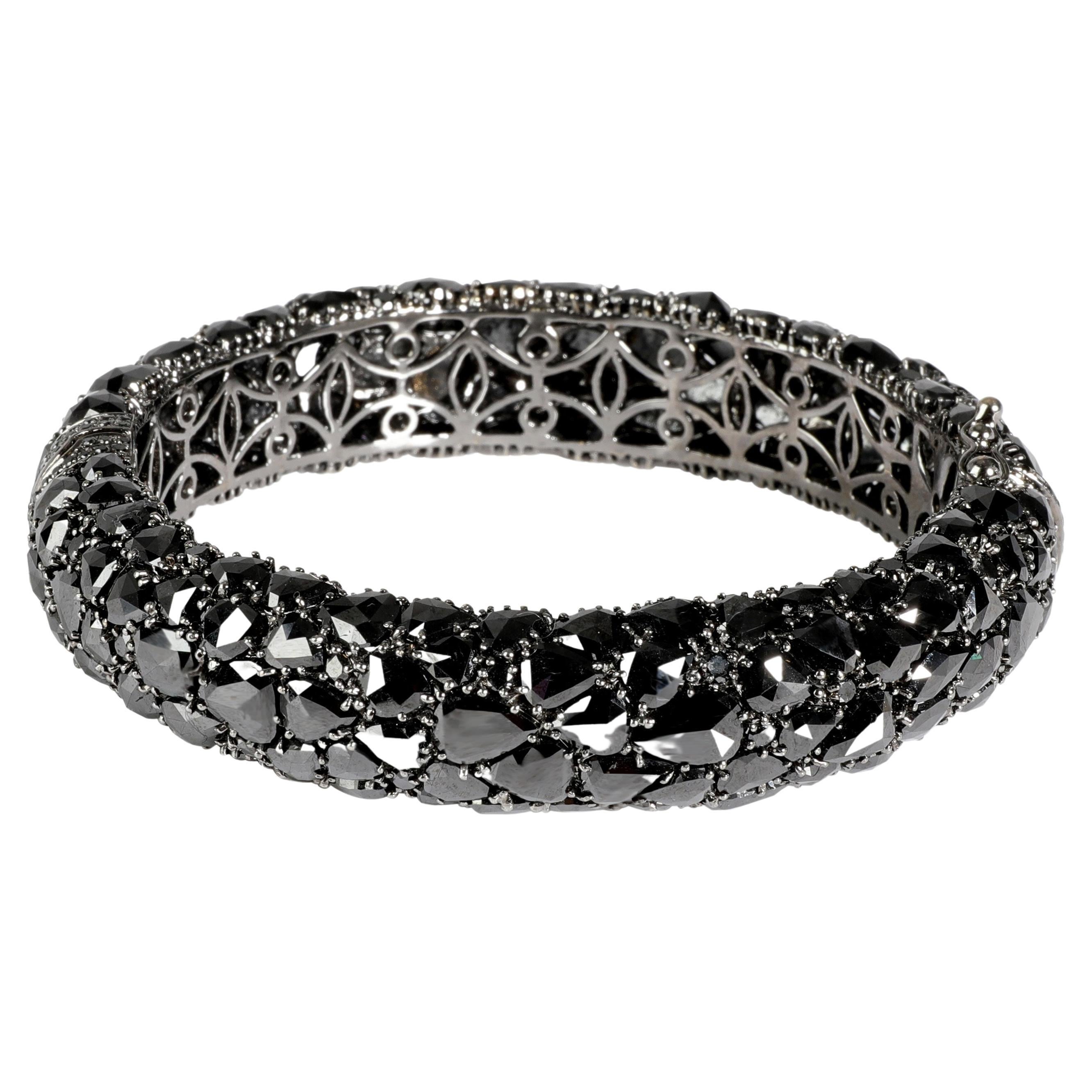 Lorraine Schwartz Black Rose Cut Diamond Bangle in 18k Black Gold 38 ...