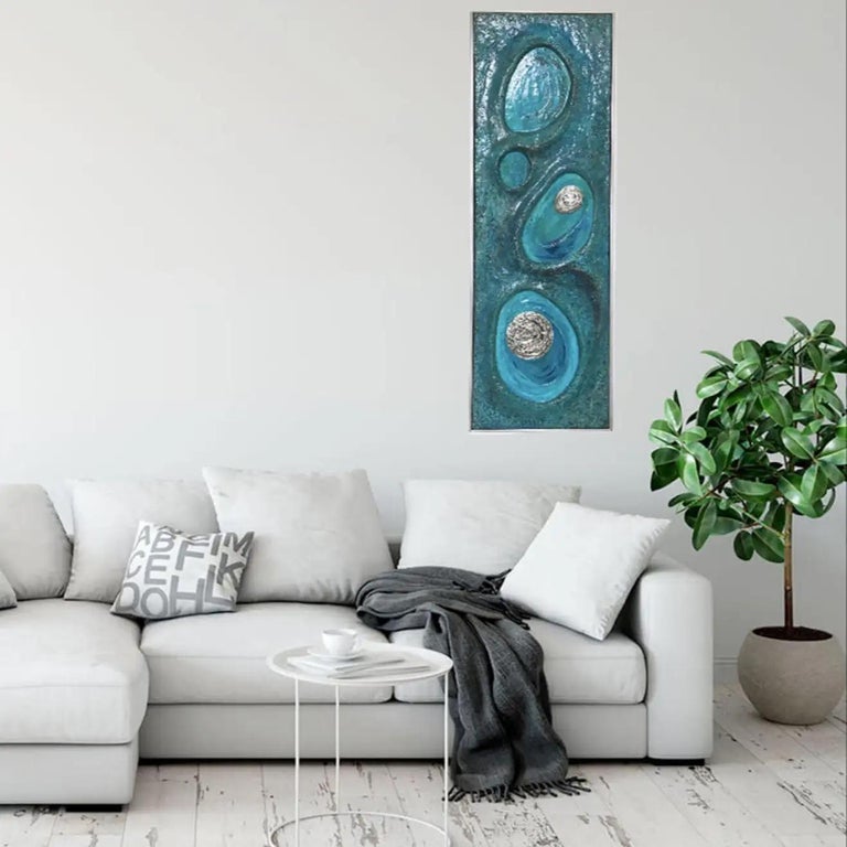 Lorraine Stelzer Turquoise Acrylic Resin Art Wall Sculpture Panel, 1969 ...