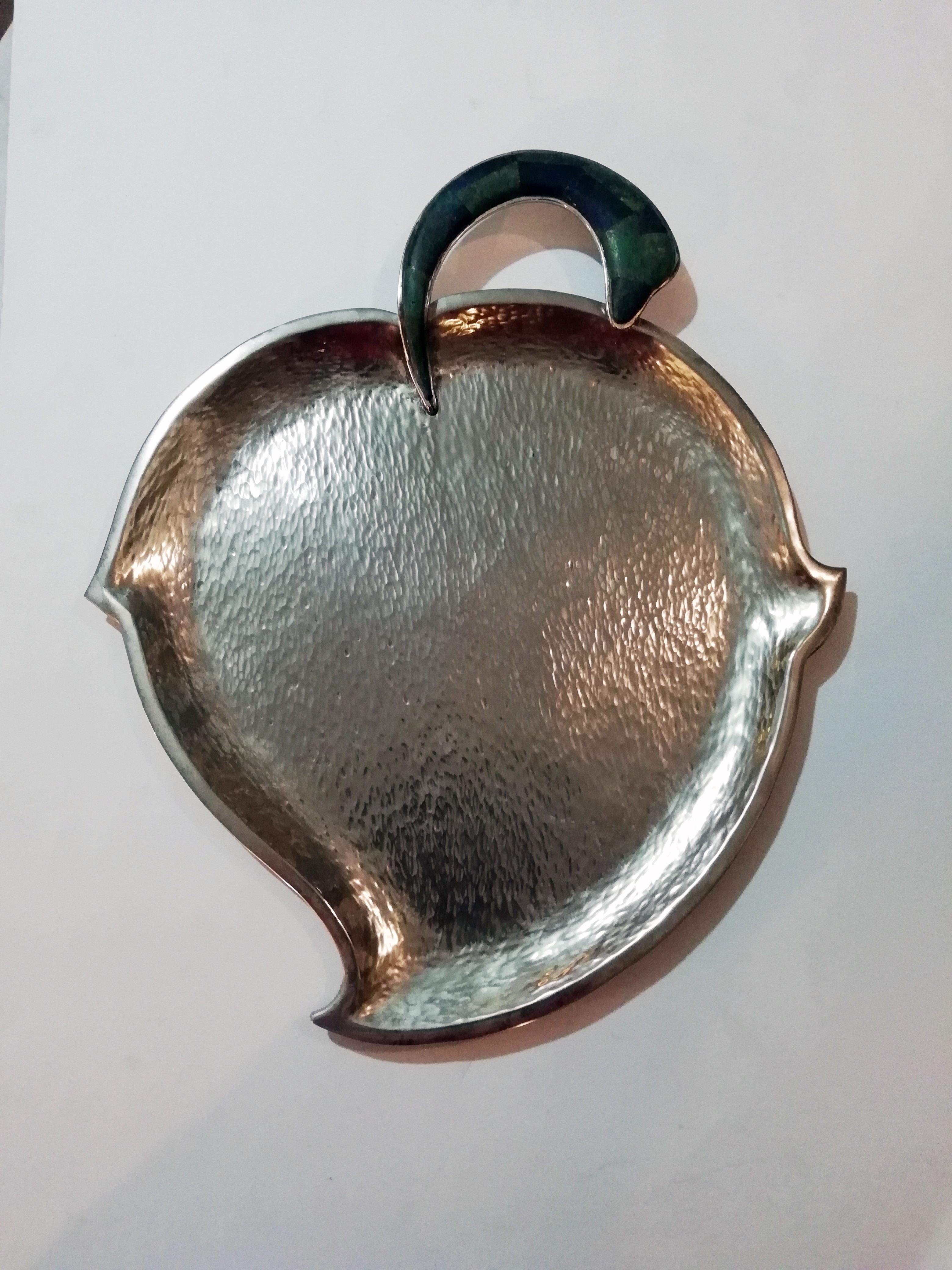 Los Castillo Mexican Mid-Century Modern Leaf-Shaped Silver Plate Tray ...