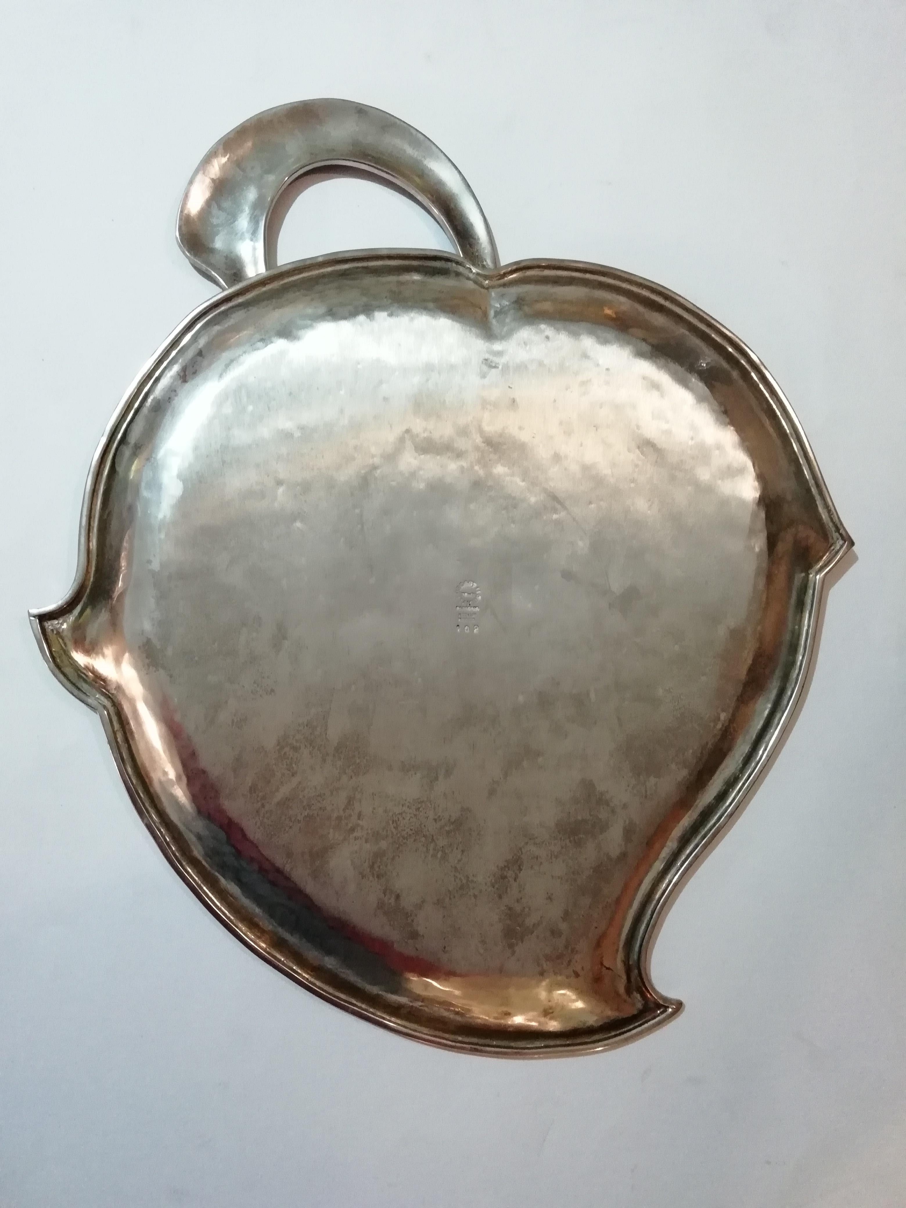 Los Castillo Mexican Mid-Century Modern Leaf-Shaped Silver Plate Tray ...