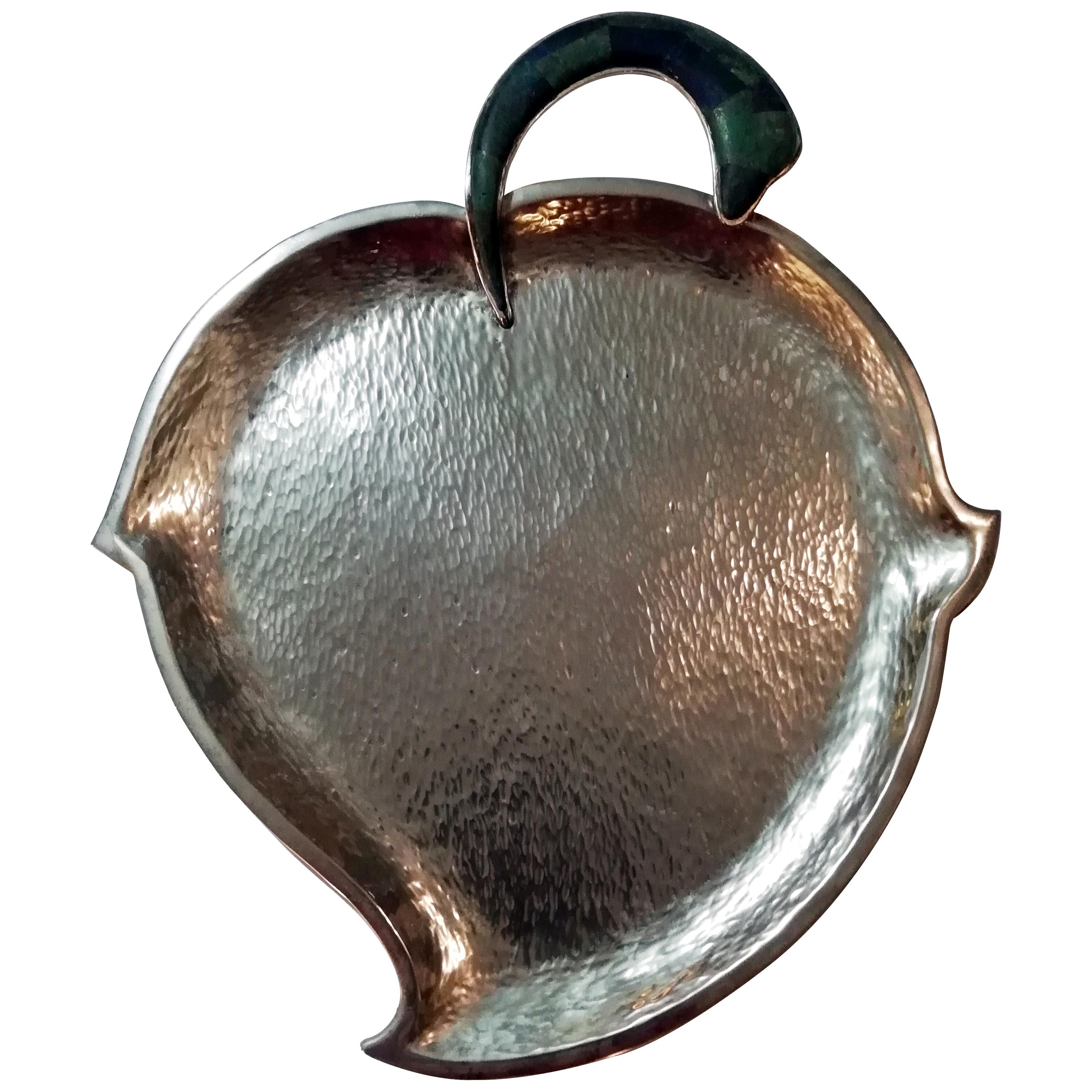 Los Castillo Mexican Mid-Century Modern Leaf-Shaped Silver Plate Tray ...