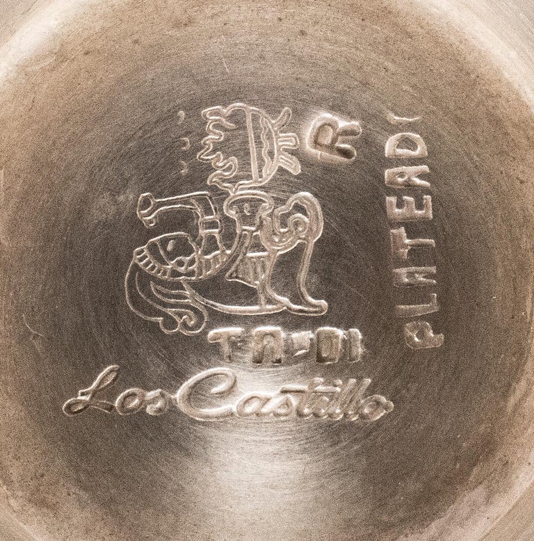 Los Castillo Silver Plated Mexican Tray and Shot Glasses at 1stDibs ...