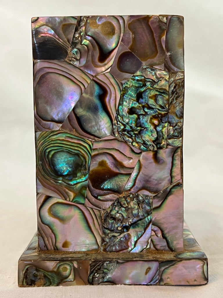 Los Castillo Vintage Opalescent Shell Pen Holder Desk Accessory Stamped ...