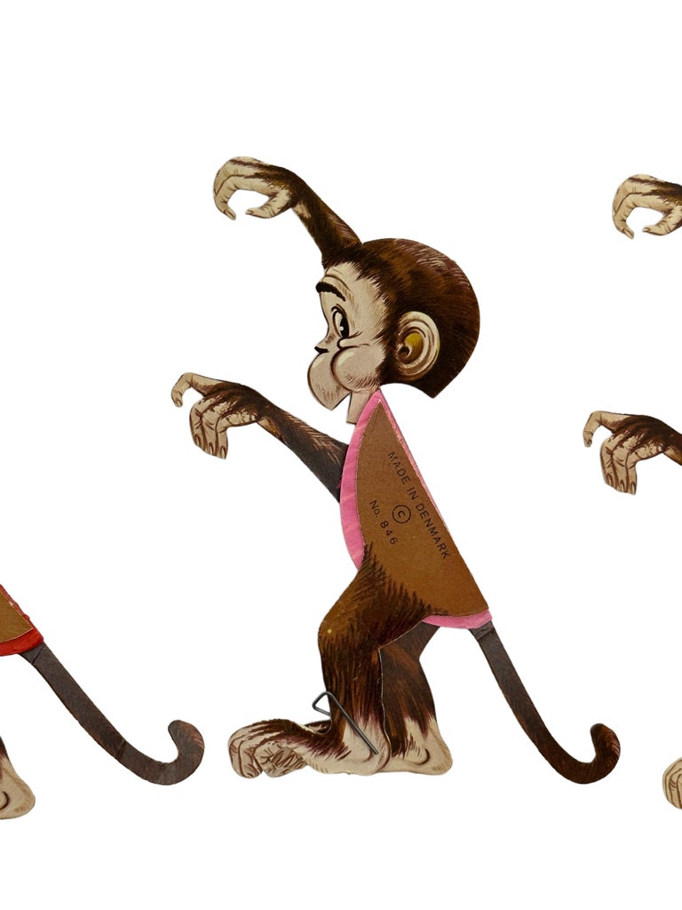 Lot 6 Vintage Ape Monkey Bojesen Style Paper Cardboard Hanging Mobile ...