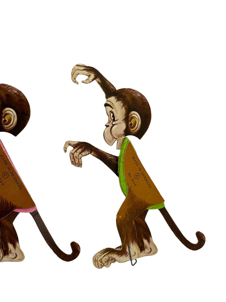 Lot 6 Vintage Ape Monkey Bojesen Style Paper Cardboard Hanging Mobile ...