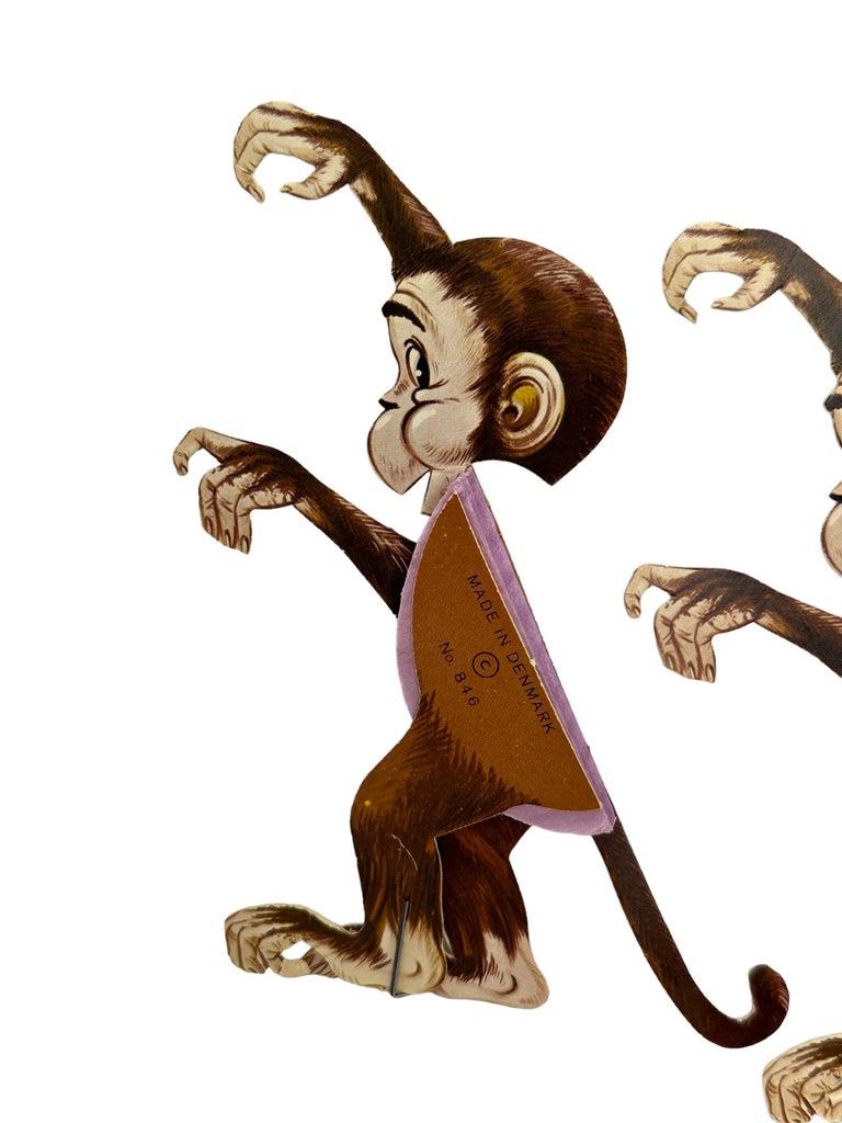 Lot 6 Vintage Ape Monkey Bojesen Style Paper Cardboard Hanging Mobile ...