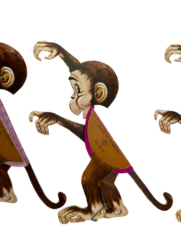 Lot 6 Vintage Ape Monkey Bojesen Style Paper Cardboard Hanging Mobile ...