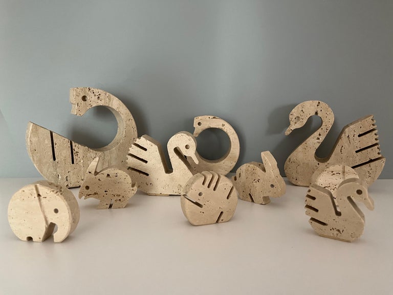 Lot N. 10 Animals in Travertine Fratelli Manelli 1970s, Art For Sale at ...