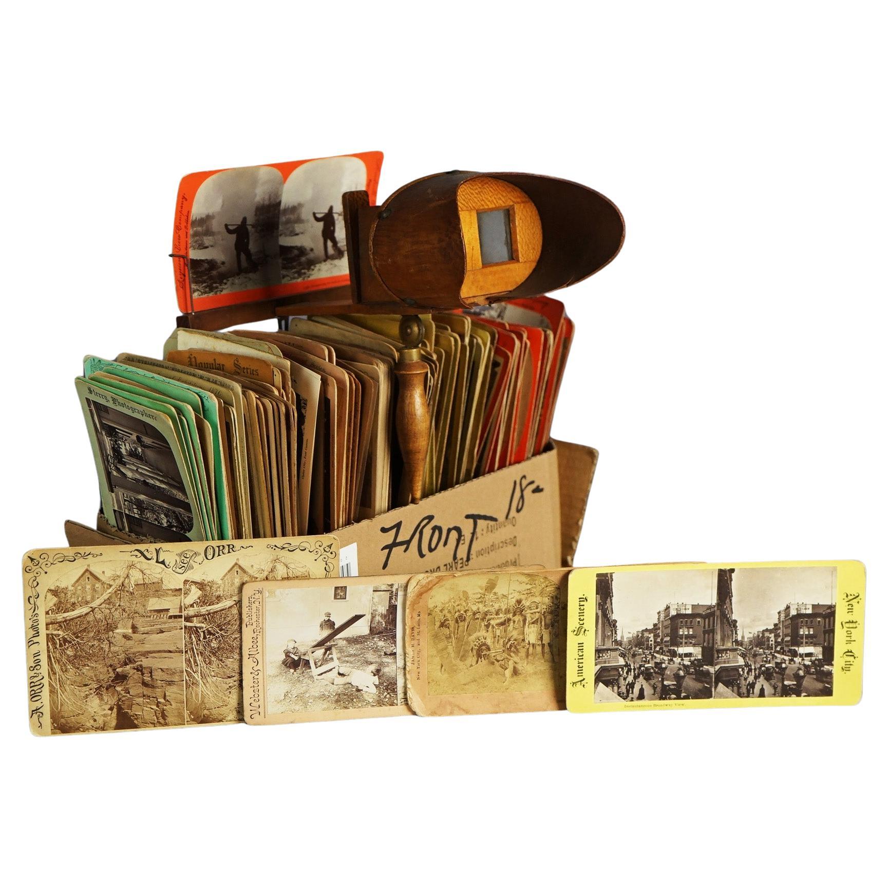 Lot of 257 Antique Stereograph Cards with Viewer C1890 For Sale at 1stDibs