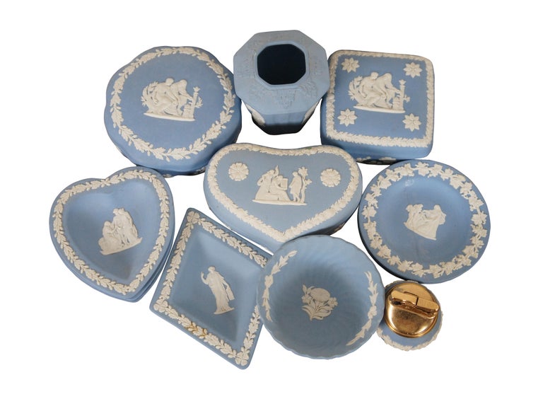 Lot of 13 Wedgwood Jasperware Lavender Blue Trinket Box Dish Lighter ...