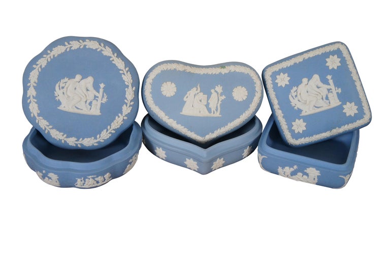 Lot of 13 Wedgwood Jasperware Lavender Blue Trinket Box Dish Lighter ...