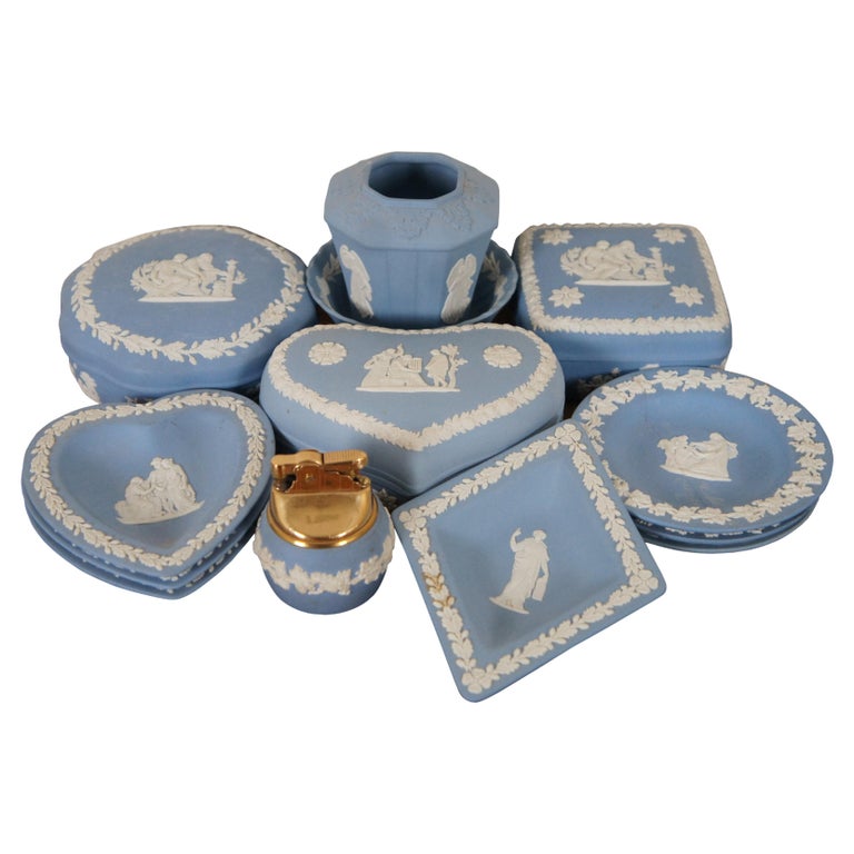 Lot of 13 Wedgwood Jasperware Lavender Blue Trinket Box Dish Lighter ...