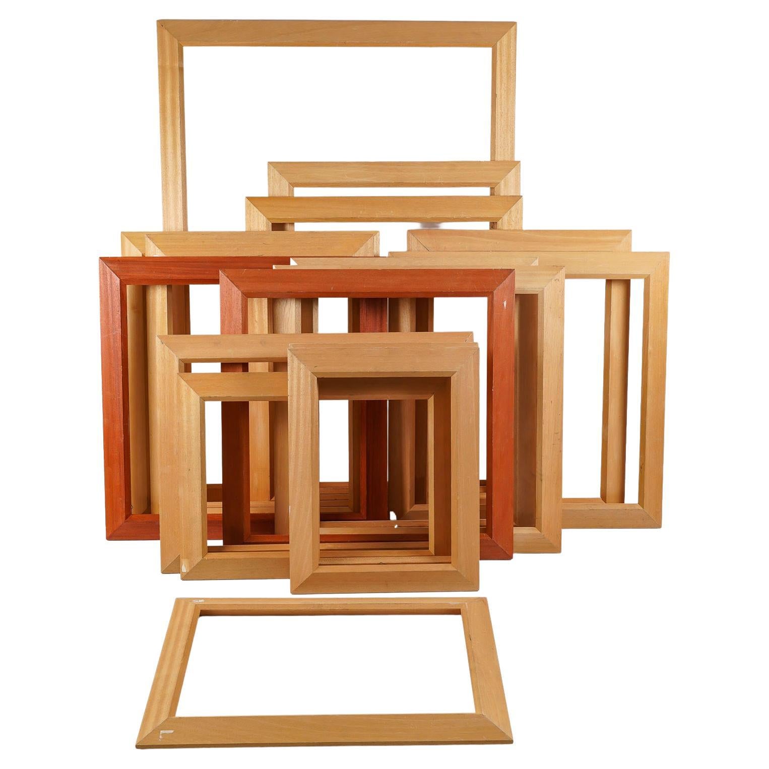 Lot of 17 Natural Wood Frames for Oil on Canvas. For Sale at 1stDibs