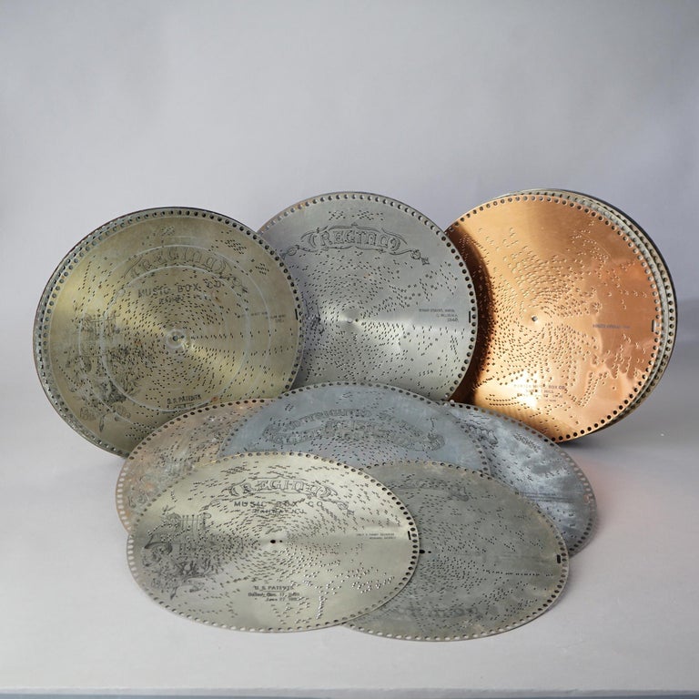 Lot of 25 Antique Regina Music Box Discs 15.5”, Various Titles, 19th ...