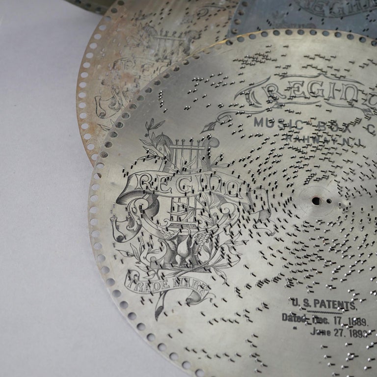 Lot of 25 Antique Regina Music Box Discs 15.5”, Various Titles, 19th ...