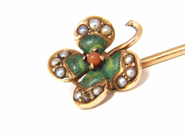 Lot of 3 Antique Hat Pins Collector Classic Irish Clover Citrine ...