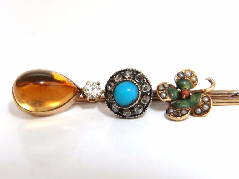 Lot of 3 Antique Hat Pins Collector Classic Irish Clover Citrine ...