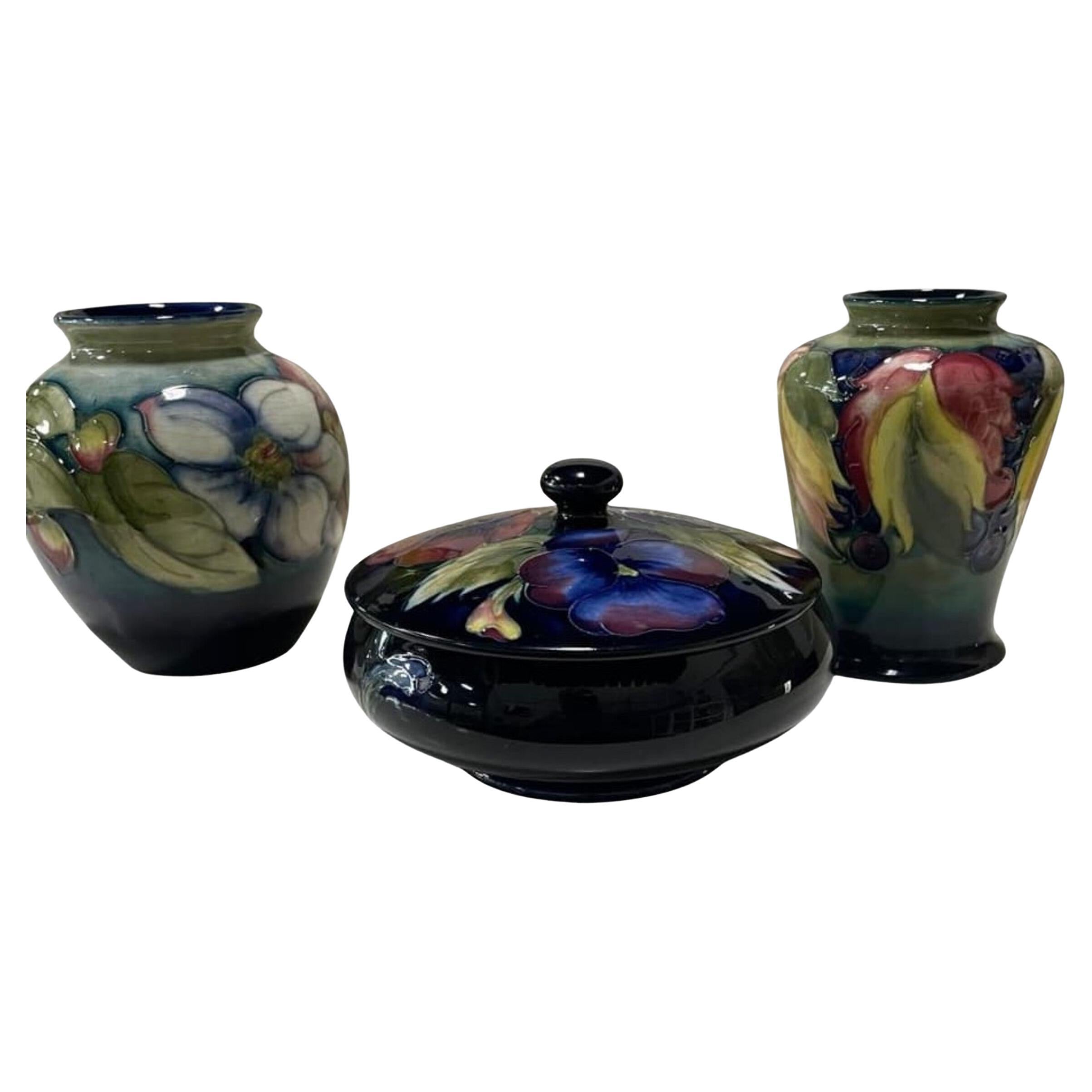 Vintage William Moorcroft White Art Pottery Vase with an Iris or Orchid ...