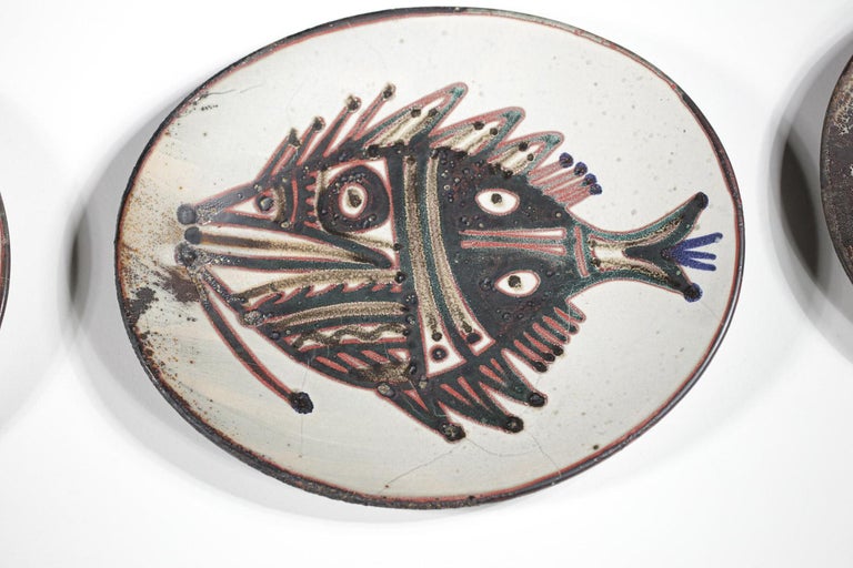 Lot of 5 Ceramic Plates Jean Derval Portal Workshop Vallauris 60s For ...