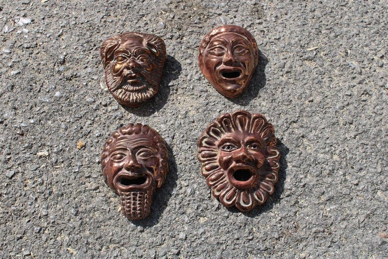 Lot of Ceramic Masks with Luster Glaze 1960s Italian Design For Sale at ...