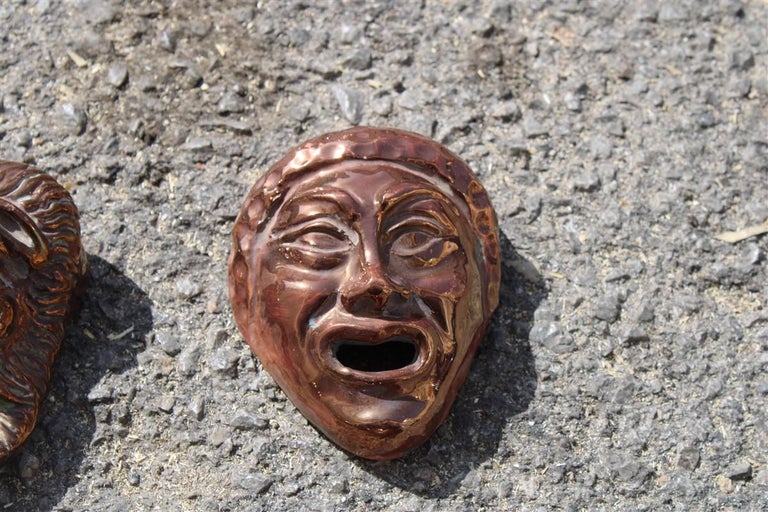 Lot of Ceramic Masks with Luster Glaze 1960s Italian Design For Sale at ...