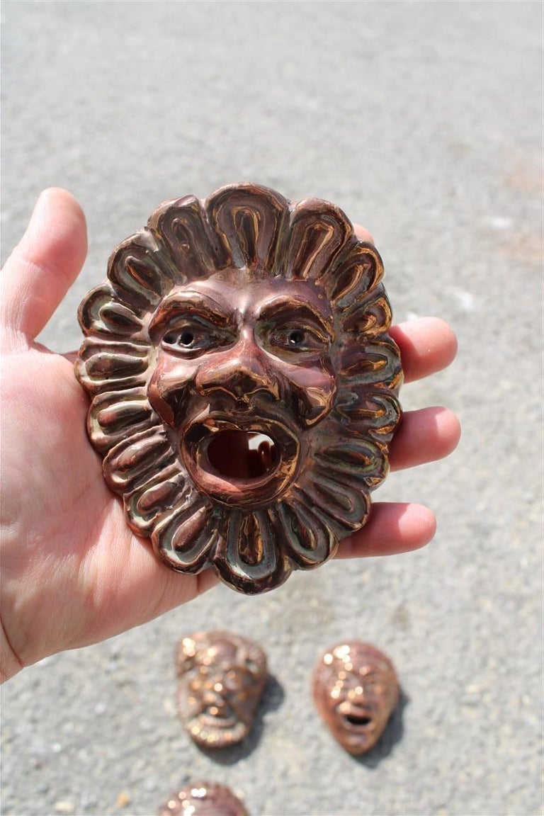 Lot of Ceramic Masks with Luster Glaze 1960s Italian Design For Sale at ...