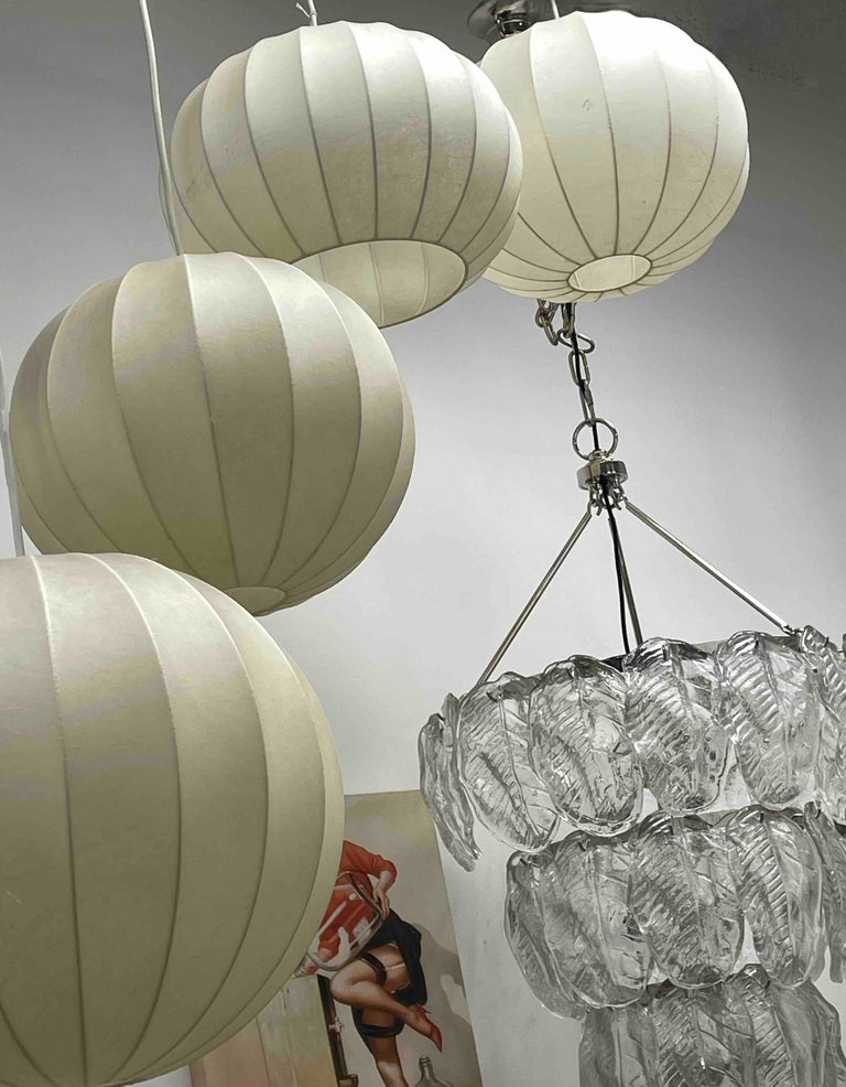 Lot of Four Italian Ball Midcentury Cocoon Castiglioni Style Pendant ...