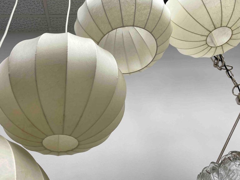 Lot of Four Italian Ball Midcentury Cocoon Castiglioni Style Pendant ...