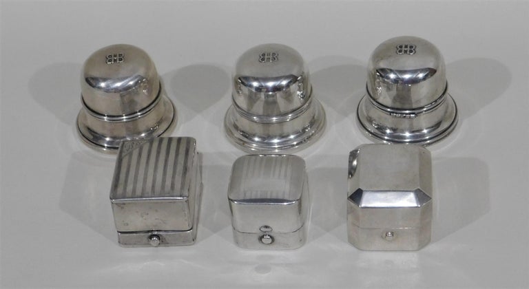 Lot of Six Sterling Silver Ring Boxes English Stamps Birks Canadian at ...