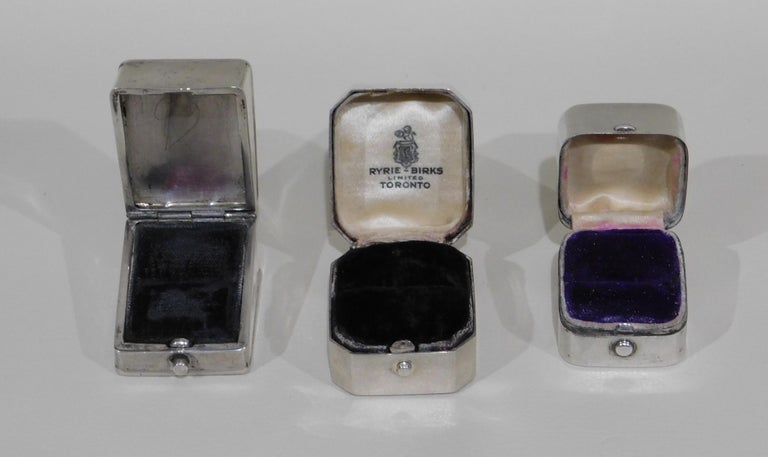 Lot of Six Sterling Silver Ring Boxes English Stamps Birks Canadian at ...